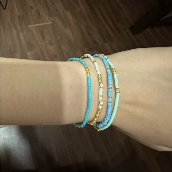enewton | Jewelry | Enewton Inspo Bohemian Blue Gold Bead Bracelet Stack Set Of 4 Nwt | Poshmark